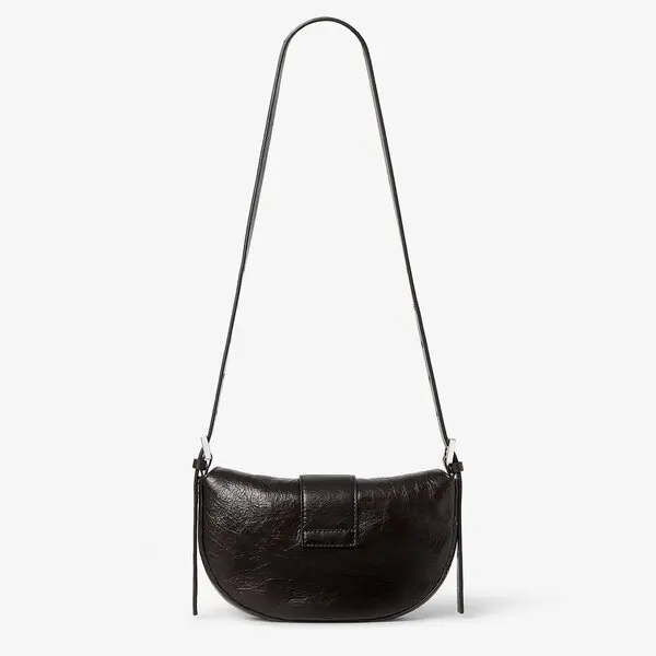 Fendi Croissant Bag Crackled Black Leather Bag